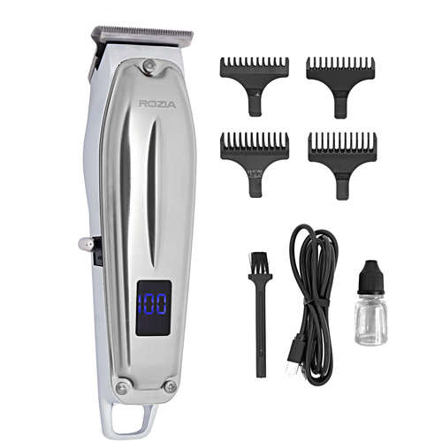 Машинка для стрижки волос Rozia, Профессиональный триммер для стрижки волос, для бороды, усов, Серебристый