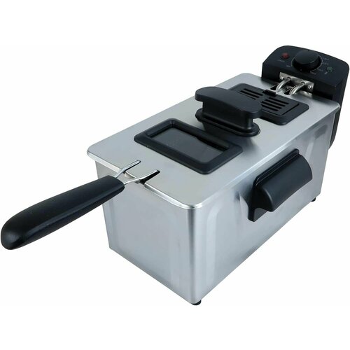 Компактная мини-фритюрница Igenix IGTB1030SS с корзиной для жарки, детали можно мыть в посудомоечной машине, емкость 3 литра, 1800 Вт, нержавеющая сталь