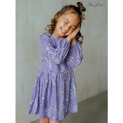 Платье Sova Lina, размер 116, фиолетовый