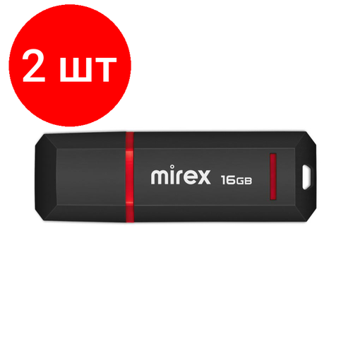 Комплект 2 штук, Флеш-память Mirex USB KNIGHT BLACK 16Gb (13600-FMUKNT16 )