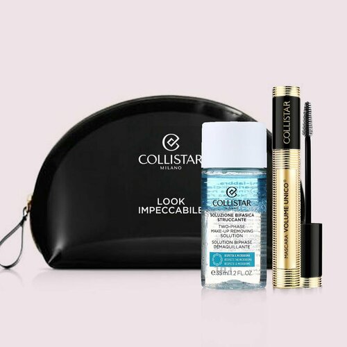 Collistar - Набор: Mascara Volume Unico Nero Intenso 13 мл + Двухфазное средство для снятия макияжа 35 мл + Косметичка