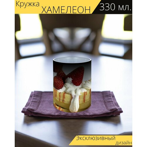 Кружка хамелеон с принтом "Вафли, венские вафли, десерт" 330 мл.