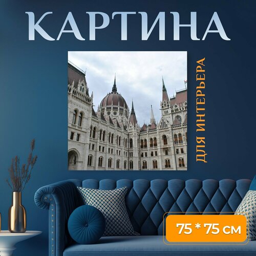 Картина на холсте "Парламент, здание венгерского парламента, архитектура" на подрамнике 75х75 см. для интерьера