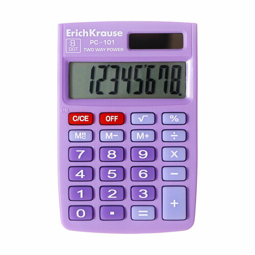 Калькулятор карманный 8-разрядов ErichKrause PC-101 Pastel, фиолетовый (комплект из 2 шт)