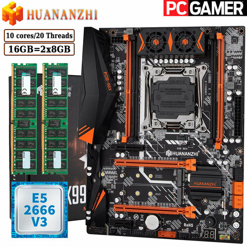 Комплект материнская плата Huananzhi X99-BD4 + Xeon 2666V3 + 16GB ECC 2x8GB