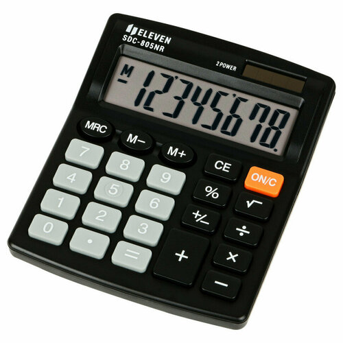 Калькулятор настольный Eleven SDC-805NR, 8 разр, двойное питание, 127*105*21мм, черный, 339209