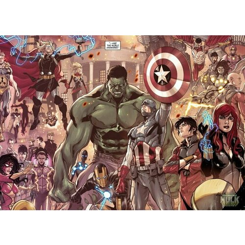 Плакат, постер на холсте Вселенная Marvel-Марвел. Размер 60 х 84 см