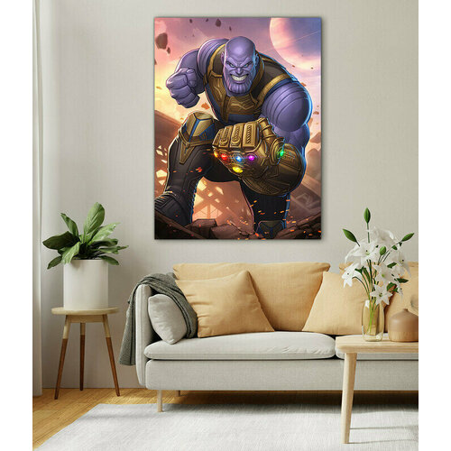 Интерьерная картина на холсте "Танос с камнями бесконечности" размер 22x30 см