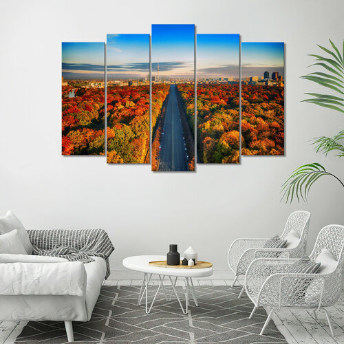 Модульная картина/Модульная картина на холсте/Модульная картина в подарок/ Осенний пейзаж - Autumn landscape125х85