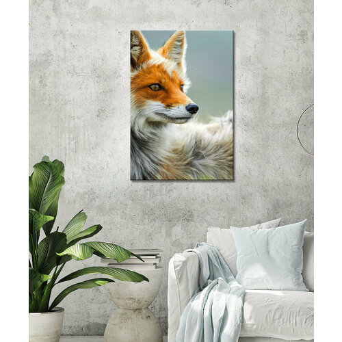 Картина - Лиса, лис, лисы, лисичка, лисенок, лисица, рыжая лиса, лиса в лесу, мордочка лисы (56) 20х30