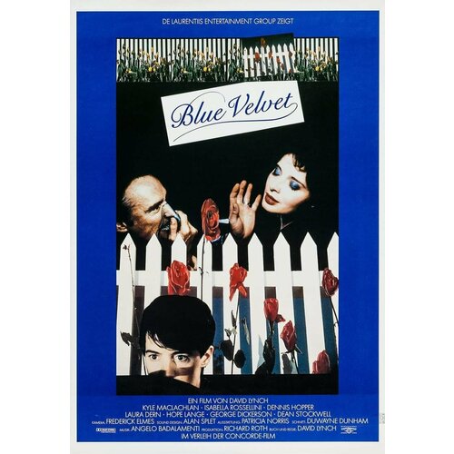 Плакат, постер на бумаге Синий бархат (Blue Velvet, 1986г). Размер 21 х 30 см