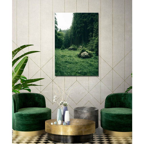 Картина на холсте для интерьера на стену - Лес, природа, зелень, деревья 50х70