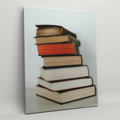 Картина на холсте (интерьерный постер) "Топка красивых книг", с деревянным подрамником, размер 45x60 см