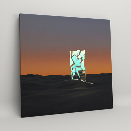 Картина на холсте (интерьерный постер) "Разбитое зеркало в пустыне", с деревянным подрамником, размер 60x60 см