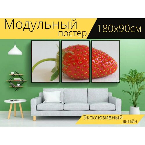 Модульный постер "Клубника, фрукты, десерт" 180 x 90 см. для интерьера