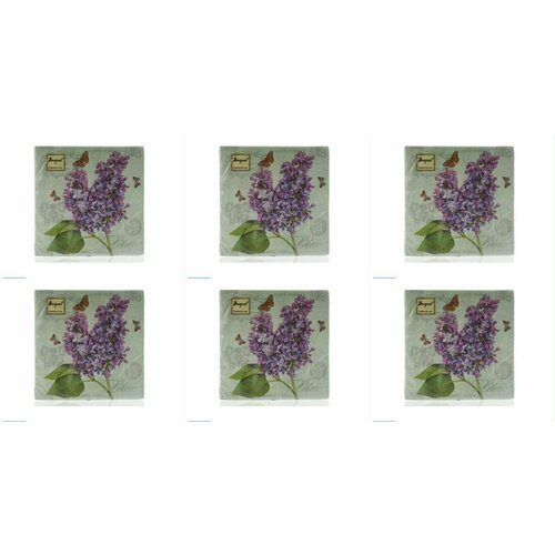 Bouquet Салфетки De Luxe Сирень, 3 слоя, 24 х 24, 25 шт, 6 уп