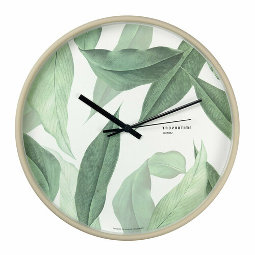Часы настенные Troykatime Зелёные листья 30 см