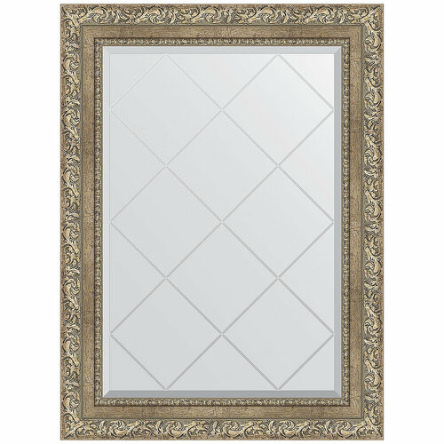 Зеркало Evoform Exclusive-G 87х65 BY 4100 с гравировкой в багетной раме - Виньетка античное серебро 85 мм