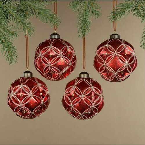 Winter Deco Набор стеклянных шаров Шарметт: Rouge 10 см, 4 шт 19039-23347