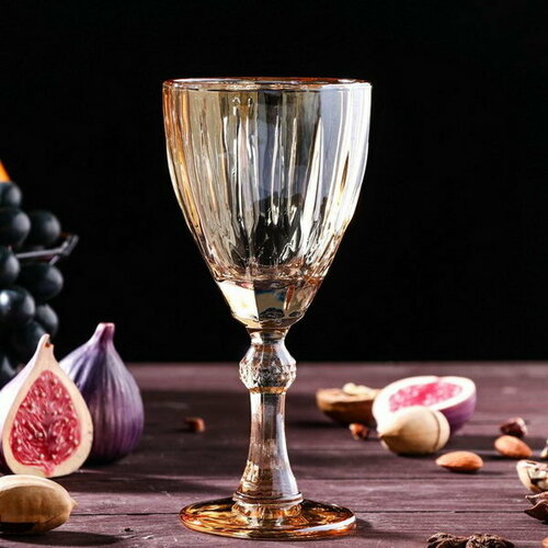 Бокал из стекла для вина "Бал", 240 мл, 8.5x18.5 см, цвет золотой
