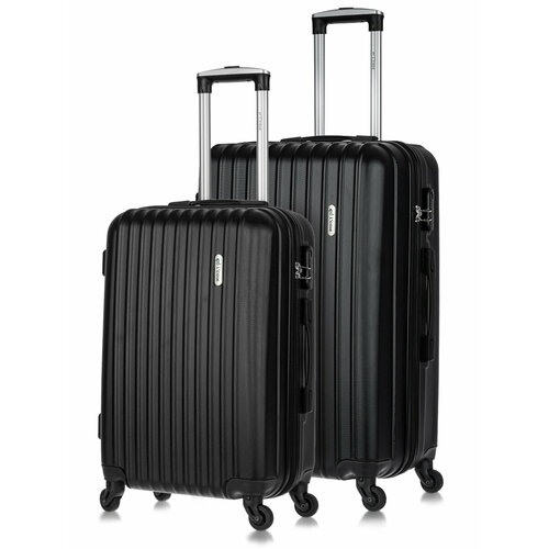 Комплект чемоданов L'case Krabi, 2 шт., 94 л, размер M/L, черный