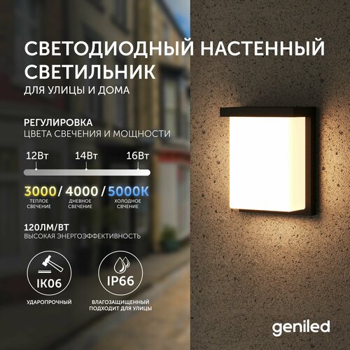 Уличный светильник настенный в стиле лофт / Бра настенный светильник для дома от сети 220 В / Влагозащитный IP66 фонарь с регулировкой цветовой температуры и мощности