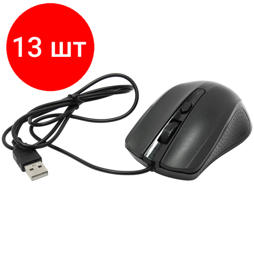 Комплект 13 шт, Мышь Smartbuy ONE 352, USB, черный, 3btn+Roll