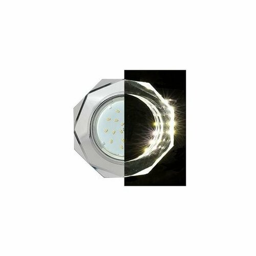 Встраиваемый светильник Ecola GX53 H4 LD5312 св-к Стекло 8-угольник подсветка 4K Хром-Хром (зеркальный) 38x133 SM538AECH (5 шт.)