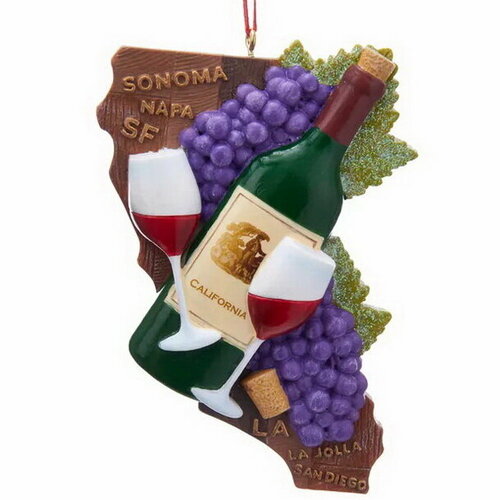 Kurts Adler Елочная игрушка Бутылочка Вина - Wine and Friends: California 11 см, подвеска A1878