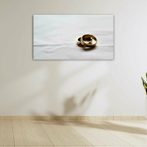 Картина на холсте 60x110 LinxOne "Любовь Свадьба Кольца Золото Пара" интерьерная для дома / на стену / на кухню / с подрамником