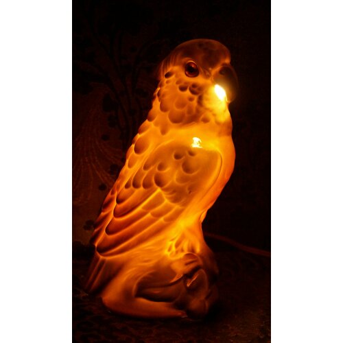 Винтажная фарфоровая статуэтка светильник-ночник "Какаду", Германия,20 век.