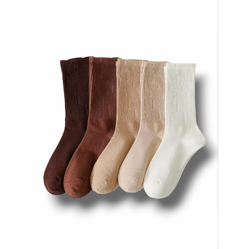 Носки OSKO, 140 den, 5 пар, размер 37-41, мультиколор, белый, бежевый, коричневый