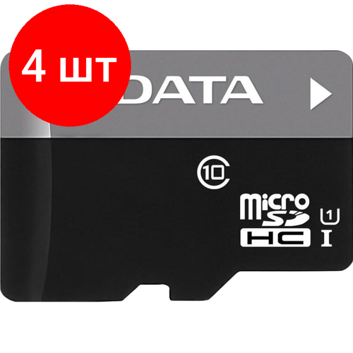 Комплект 4 штук, Карта памяти A-DATA MicroSDHC, 16GB, AUSDH16GUICL10-RA1