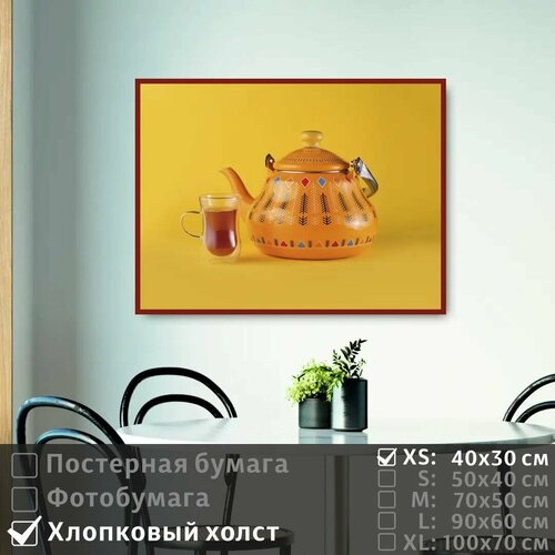 Постер на холсте Восточный Чай Из Яркого Чайника С Орнаментом 40х30 см ПолиЦентр