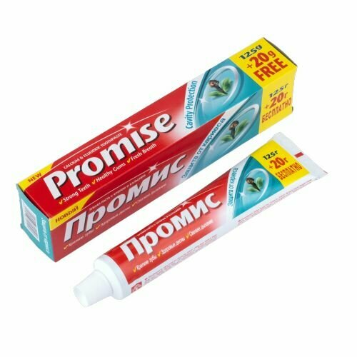 Зубная паста Dabur Promise (Промис) с Кальцием и фтором для всей семьи, от кариеса с Гвоздикой, профилактическая. 145гр.