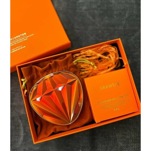 Корейский бриллиантовый кушон 3 в 1 оранжевый/Подарочный набор