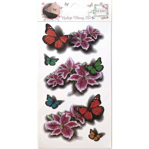 LUKCY бьюти дизайн FASHION Набор тату 3D Бабочки Цветы Т21480