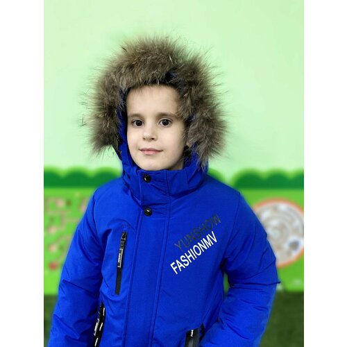 Парка Зимняя куртка для мальчиков электрик YS 11(1/25), размер 128, синий