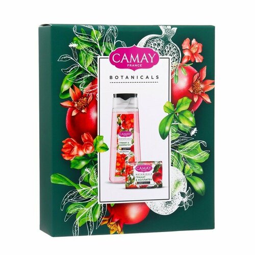 Подарочный набор Camay Pomegranate: гель для душа, 250 мл + туалетное мыло, 85 г (комплект из 3 шт)