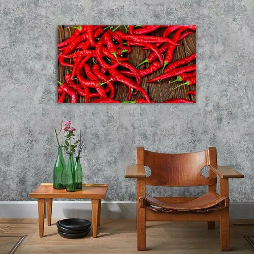 Картина на холсте 60x110 LinxOne "Перец чили перец красный" интерьерная для дома / на стену / на кухню / с подрамником