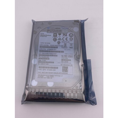 Жесткий диск HPE G8-G10 1.8-TB 12G 10K 2.5 SAS SC 876939-001, EG001800JWJNR, 1XJ2003-035, 872483-008