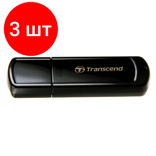 Комплект 3 штук, Флеш-память Transcend JetFlash 350, 4Gb, USB 2.0, чер, TS4GJF350