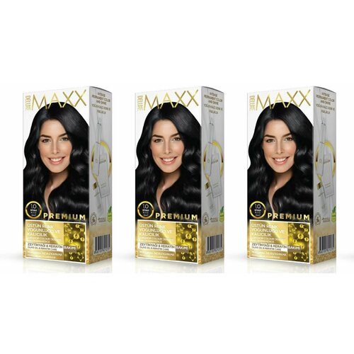 MAXX DELUXE Краска для волос Premium, тон 1 Черный, 110 г, 3 шт