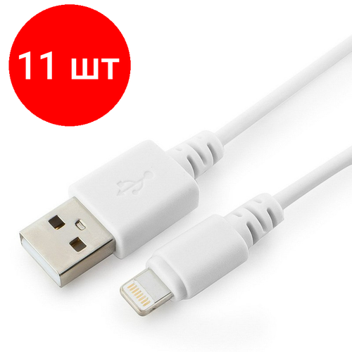 Комплект 11 штук, Кабель USB 2.0 - Lightning, М/М, 1 м, Cablexpert, бел, CC-USB-AP2MWP