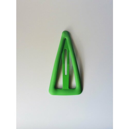 Заколка клик-клак зажим аксессуар для укладки волос треугольный зеленый