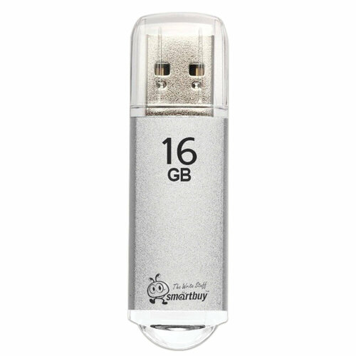 Флеш-диск 16 GB, SMARTBUY V-Cut, USB 2.0, металлический корпус, серебристый, SB16GBVC-S упаковка 3 шт.