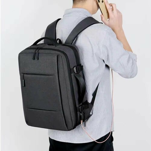 Рюкзак-сумка трансформер 2в1 с USB для ноутбука диагональю 15/ 15.4 дюйма