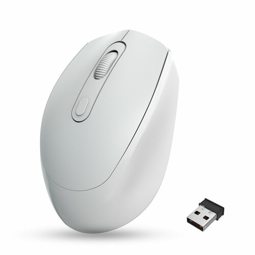 Беспроводная компьютерная мышь / Компактная мышка для компьютера, ноутбука, пк и макбука / Встроенный аккумулятор / Бесшумные кнопки / Bluetooth / White