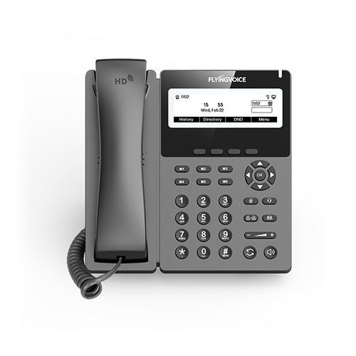 IP-телефон FLYINGVOICE P-22P, 2 SIP аккаунта, дисплей 3,8 дюйма, 384 x 106, конференция на 6 абонентов, (RJ9)/ DECT, USB, Wi-Fi, POE, 100 Mbps.