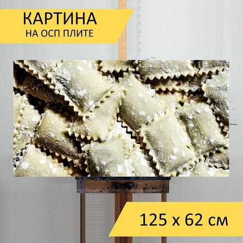 Картина на ОСП 125х62 см. "Выпечка, крупный план, приготовление еды" горизонтальная, для интерьера, с креплениями